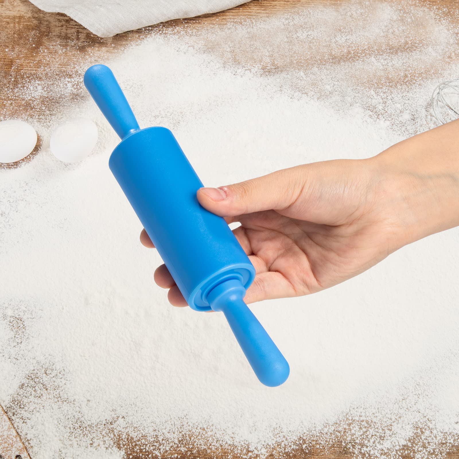 NUOMI Kids Rolling Pins for Baking Playdough 2 Pack Non-Stick Silicone Small Rolling Pins for Home Kitchen,Random Colors
