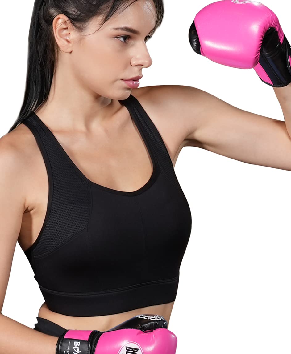 MONICE High Impact Sports Bras for Women Plus Size Adjustable Black Running Gym Yoga Bra