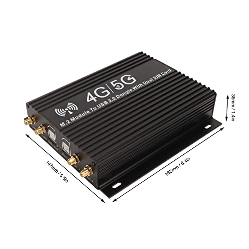NGFF M.2 4G 5G Module to USB 3.0 Adapter with Cooling Fan, Dual SIM Card Slot High Gain Antenna Auxiliary Power Supply,3042 3052 Model M.2 Key B