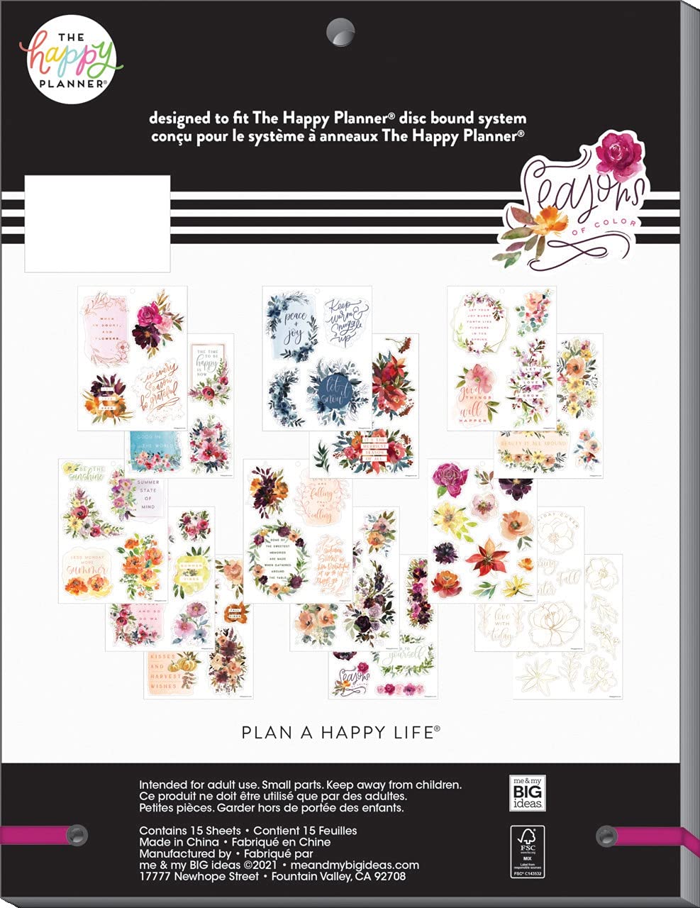 Me & My Big Ideas Happy Planner STCKRS WTR, Seasonal Watercolor