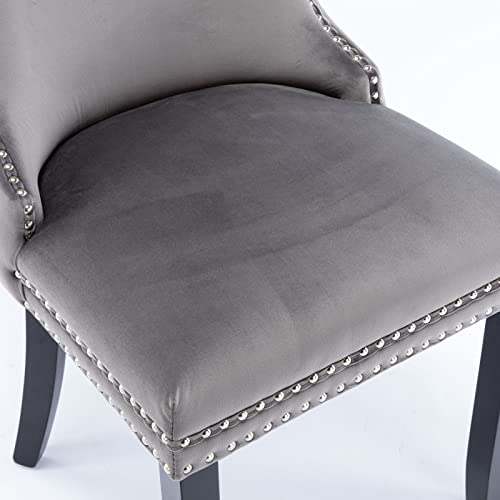 Winwee Dining Chairs Set of 4 Modern Tufted Elegant Side Chairs Armless Rubber Wood Vintage Chairs Upholstered Chairs for Kitchen Dining Room (Gray, Set of 4)