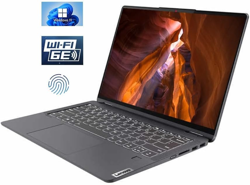Lenovo Flex 5 | 14" 16:10 QHD 2-in-1 Touchscreen Laptop | AMD 8-Core R7 5700U | Wi-Fi 6 | Fingerprint Reader | Backlit KB | Win11 W/Mouse Pad(16GB RAM | 512GB PCIe SSD)
