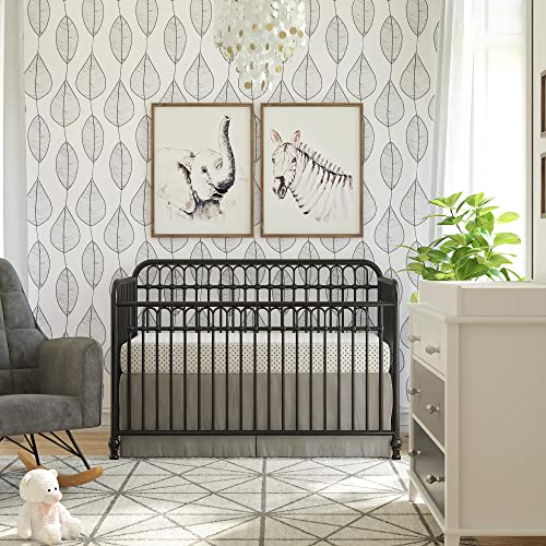Little Seeds Raven 3-in-1 Convertible Metal Crib, JMPA Certified, Black