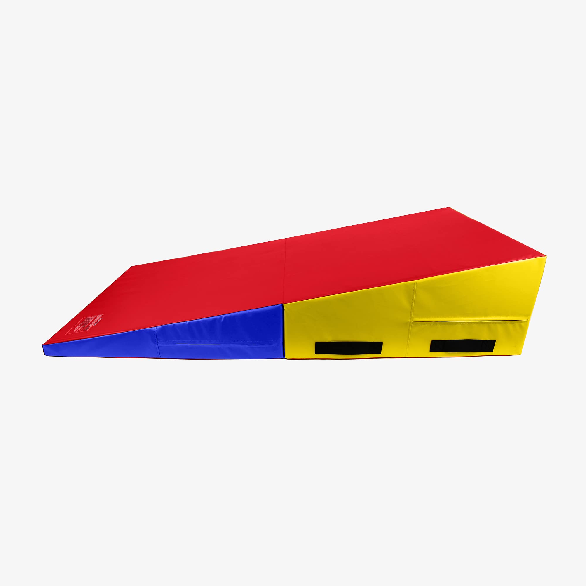 IncStores Gymnastics Wedge Mat | Foldable Vinyl-Covered Foam Gymnastics Cheese Mat for Learning Rolls, Handsprings and Many Other Acrobatic Stunts | Rainbow, 14" x 24" x 33"