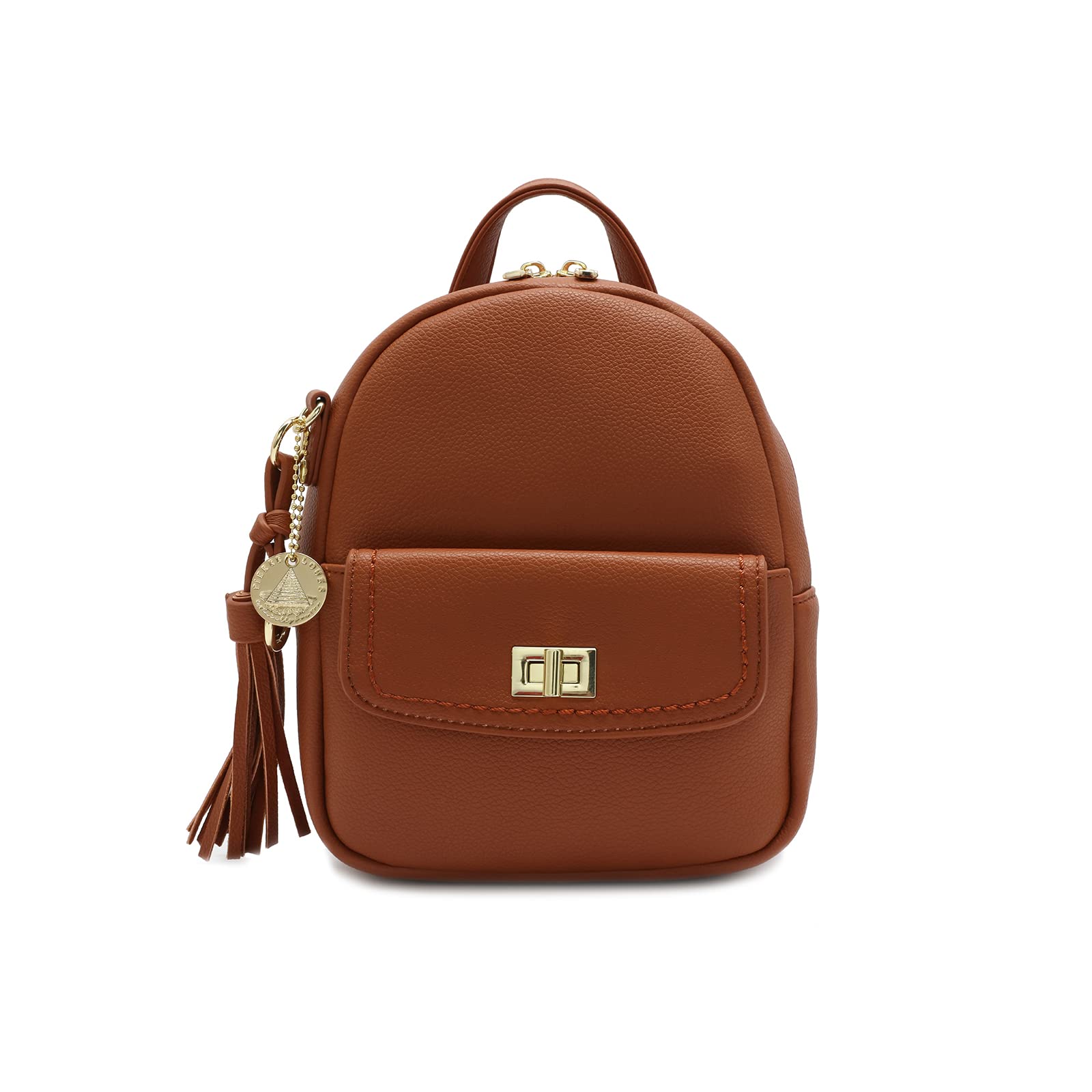 PIERRELOUES Mini Backpack Purse for Women Cute PU Leather Backpack Small Backpack Purse Multifunctional Crossbody Shoulder Handbag Purse With Charming Tassil BROWN