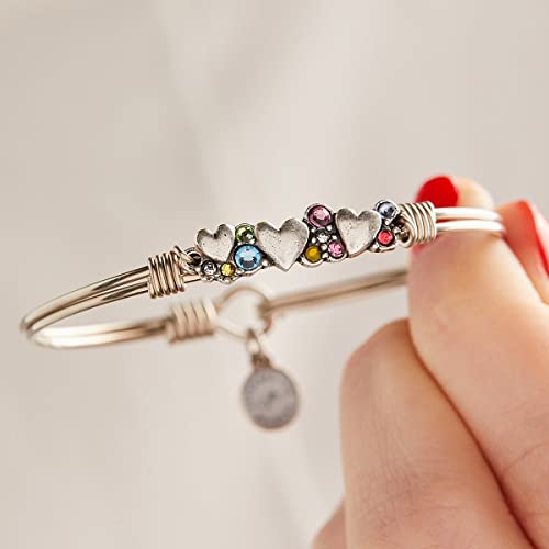 Luca + Danni Heart Medley Bangle Bracelet In Rainbow For Women - Brass Tone Regular Size Made in USA