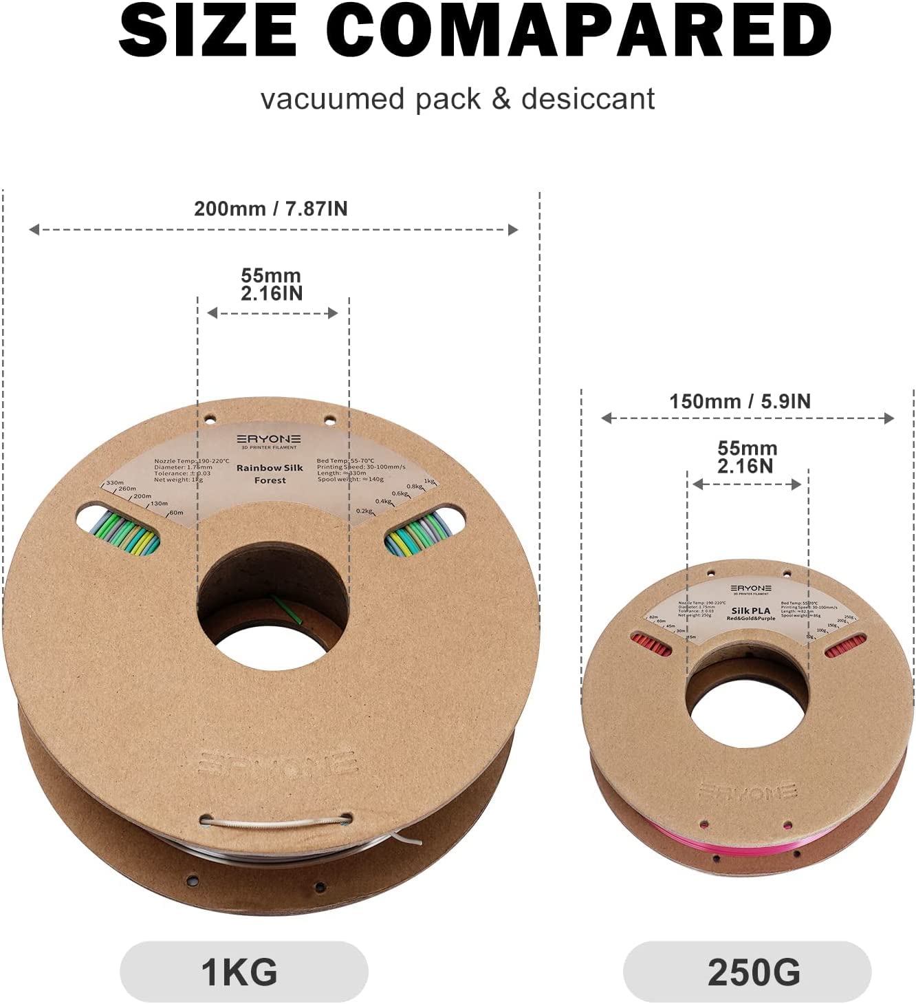 Silk PLA Filament 1.75mm for 3D Printer -ERYONE Silk Dual/tri Color Shiny PLA Dimensional Accuracy +/- 0.03 mm 3D Printing Filament 250g*4 Spools