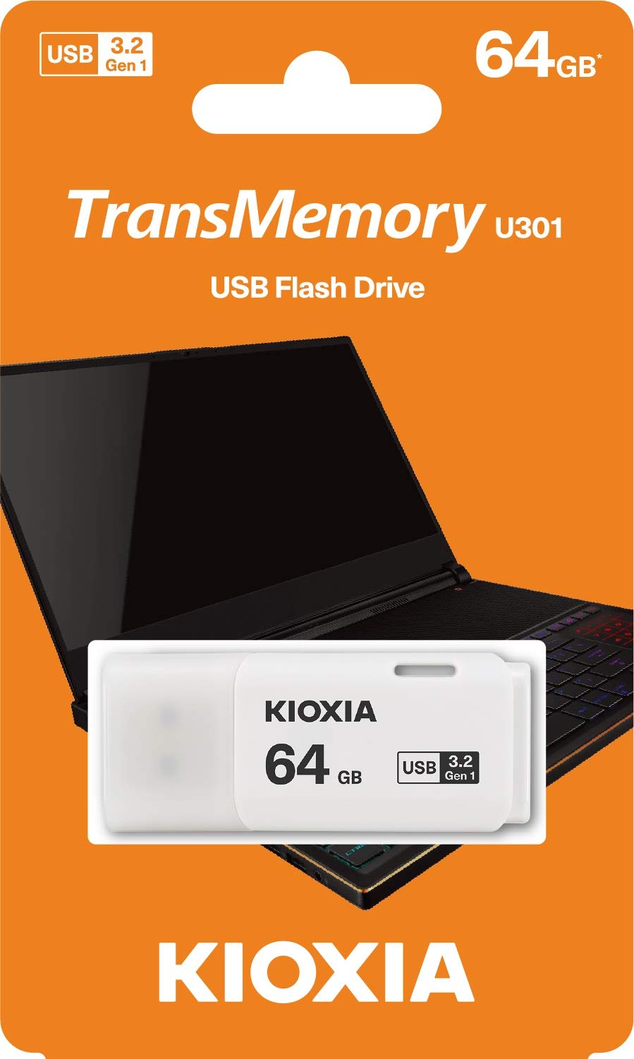 KIOXIA 64GB TransMemory U301 USB 3.2 Flash Drive, White