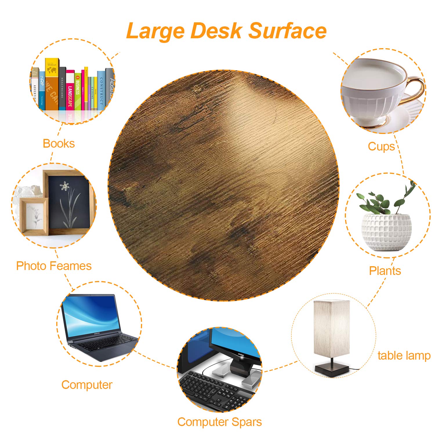 JISOSO Computer Desk, 47" Modern PC Laptop Gaming Table Industrial Style Writing Desk for Office and Home, Vintage Woodgrain MDF Board Tabletop, Metal Frame, Rustic Brown