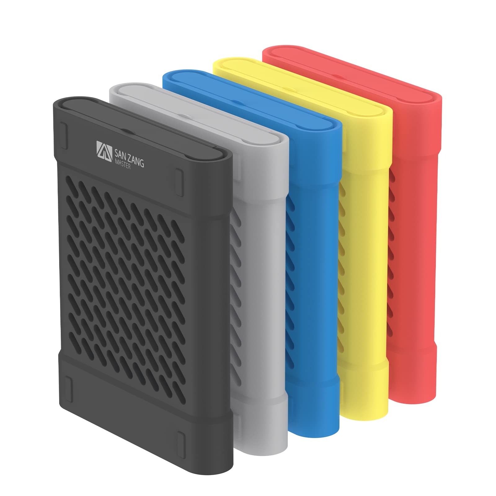 SAN ZANG MASTER Hard Drive Case, 2.5 in HDD Case 5 Pack, Soft Silicone Hard Drive Disk Storage Case for External Hard Drive HDD, Storage Case with Anti-Slip for Shockproof Home Office