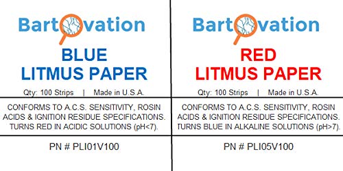 Red & Blue Litmus Paper Acid/Base pH Indicator Strips Combo Pack with 200 Strips | Qualitative No Color Chart Tests