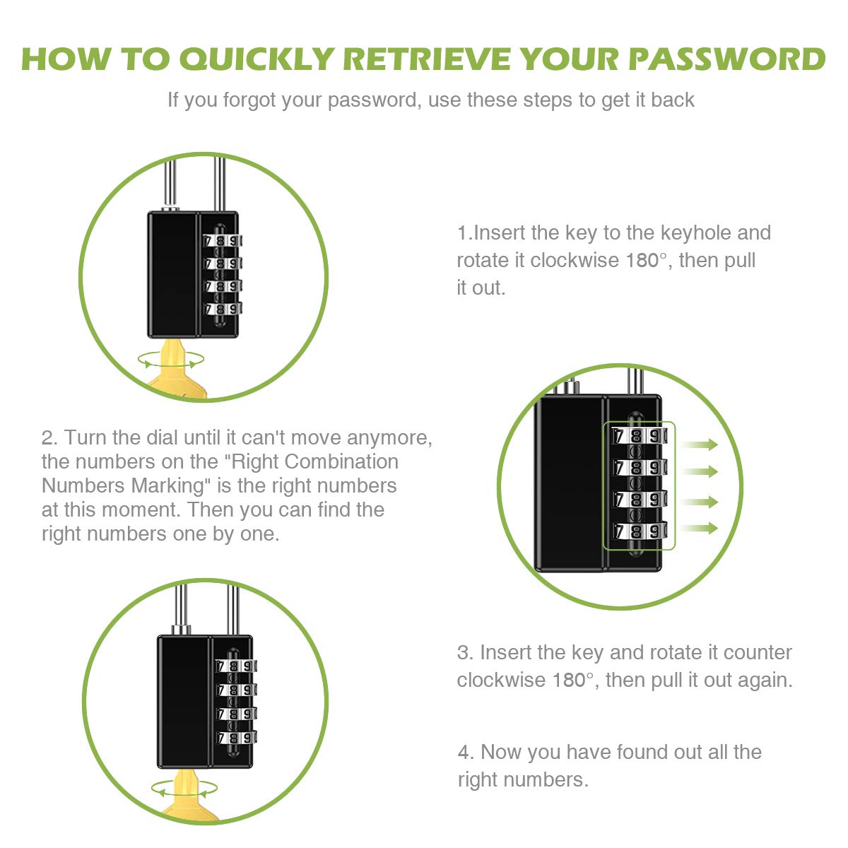 KeeKit Combination Padlock, 4 Digit Combination Lock, Resettable Waterproof Gate Lock for Locker, Gym, Fence, Case, School & Employee Locker, Toolbox β 2 Pack, Black