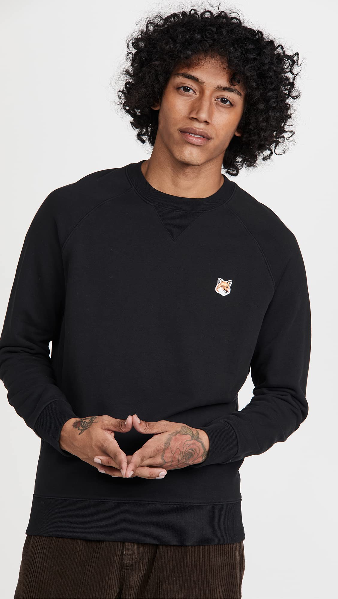 Maison Kitsune Men's Fox Head Patch Classic Sweatshirt, Ecru, Off White, S