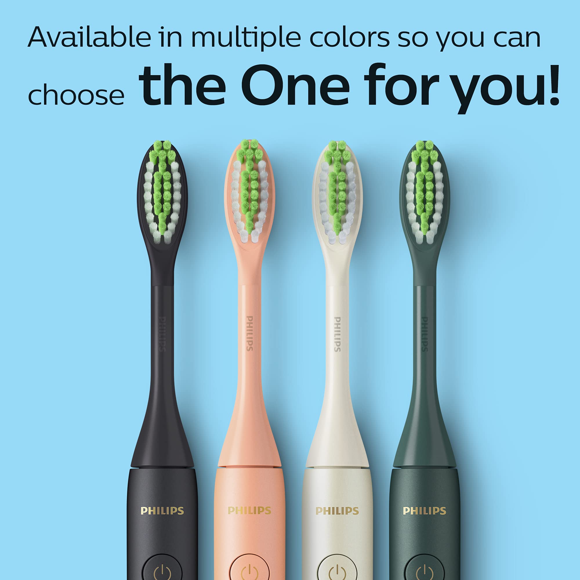 Philips One by Sonicare Rechargeable Toothbrush, Snow, HY1200/07 with Philips One by Sonicare, 2 Brush Heads, Snow, BH1022/07