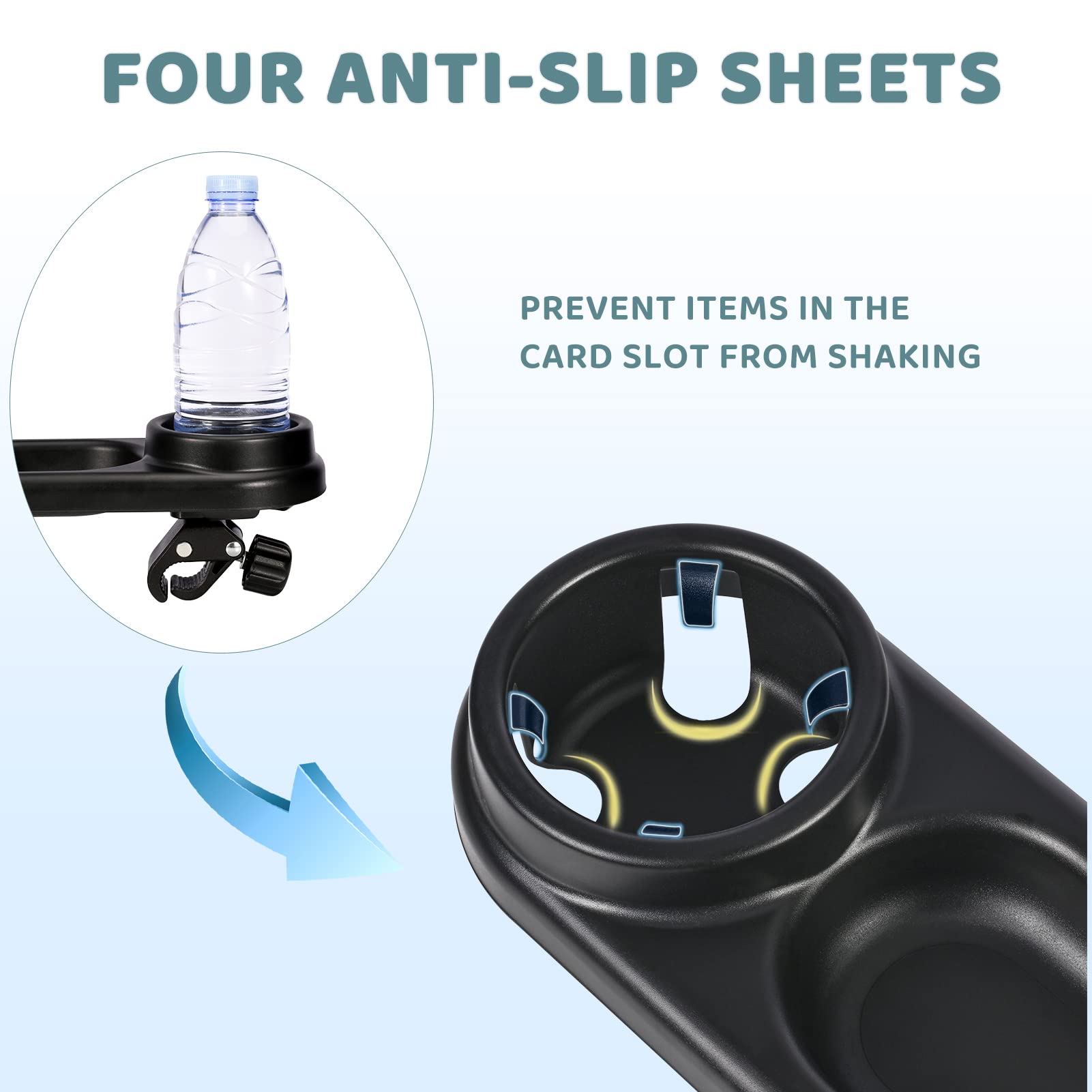 Stroller Child Snack Tray with Cup Holder,Child Snack Tray Multifunction Stroller Organizer,Non Slip Grip Clip Firmly Grip Stroller Bar,Universal Stroller Snack Attachment