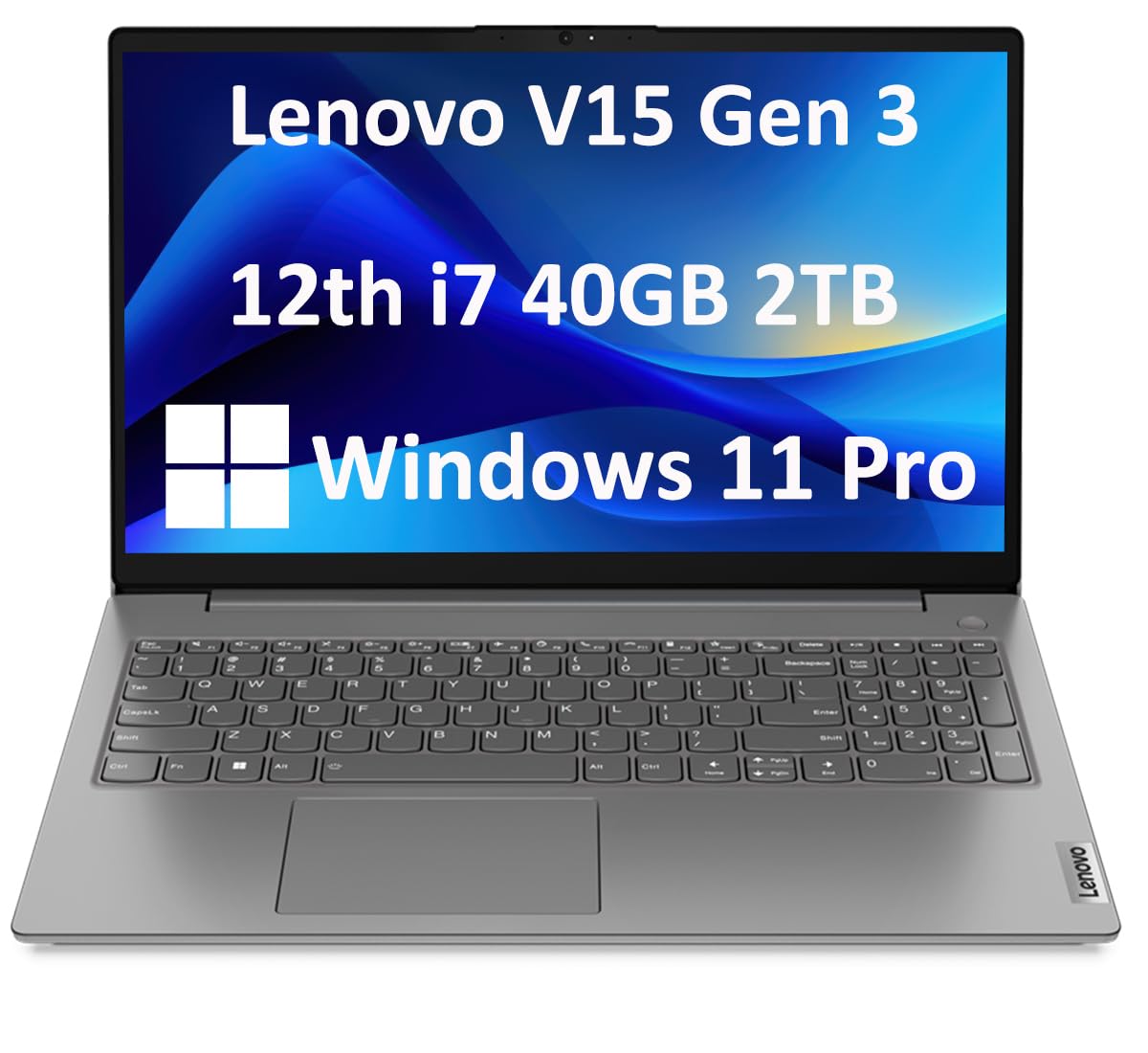 Lenovo V15 Business Laptop (15.6" FHD Anti-Glare, Intel 12th Gen 10-Core i7-1255U, 40GB RAM, 2TB PCIe SSD), Numeric Keypad, Type-C, Ethernet, HDMI, Wi-Fi 6, Webcam, Win 11 Pro, Iron Grey