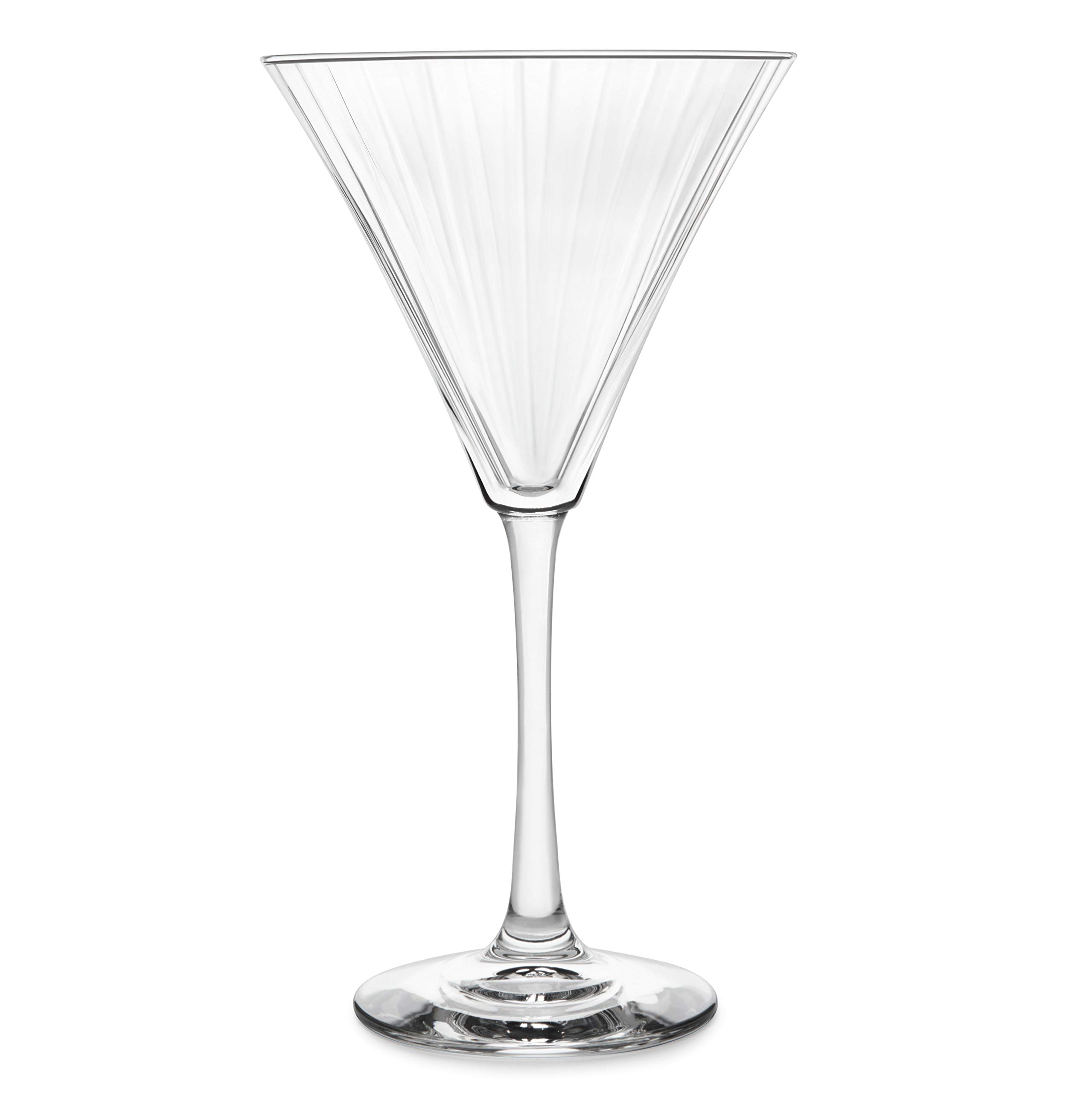 Libbey Paneled Martini Glasses Set of 4, 9.5 Oz Fine Ribbed Modern Martini Glasses, Dishwasher Safe Martini Cocktail Glasses for Cocktail Parties