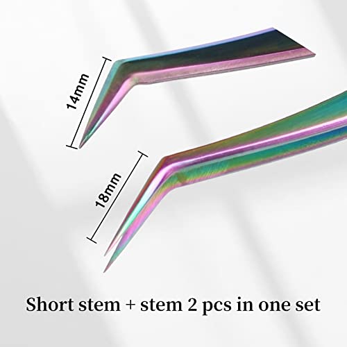 Libeauty Lash Curved Tweezers Eyelash Extension Tweezers Set for Individual and 1D-6D Lashes Volumel Precision Lashing Tweezers with Premium PU Storage Case