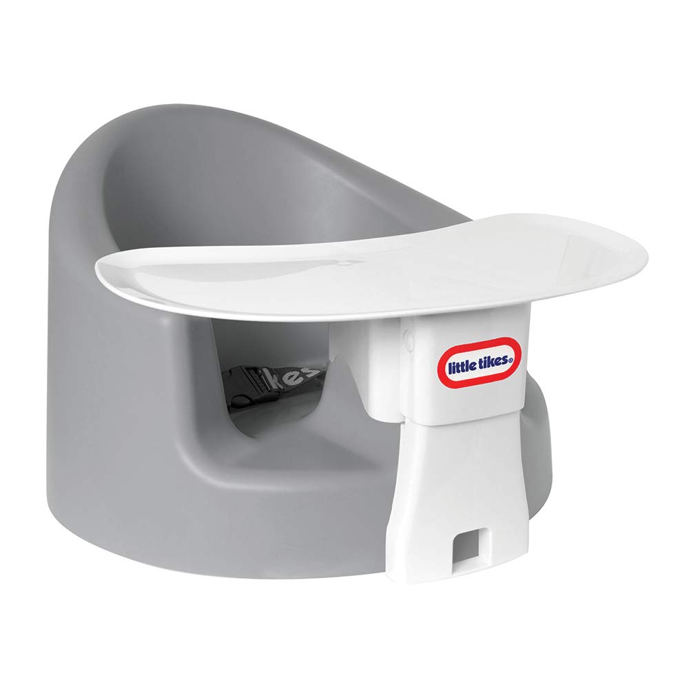 Little Tikes LT32001 My First Seat Baby Infant Foam Cushion Floor Support Seat Chair with Feed and Play Tray Combo for Feeding and Playing, Grey