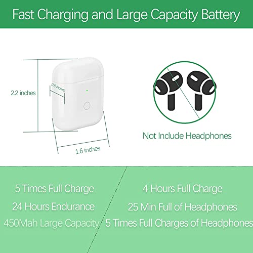 Wireless Charging Case Replacement Compatible with Airpods 1st & 2nd Generation, Charger Cases with Quick-Pairing Sync Button Only for Airpods 1 2 Gen, NO Earbuds, White