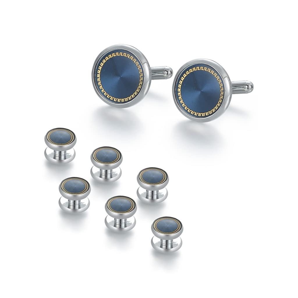 MJWDP Wedding Man Cuff Link Set Man Shirt Cufflinks Cufflink Shirts Studs Button and Cufflinks for Mens Tie Clips (Color : Blue)