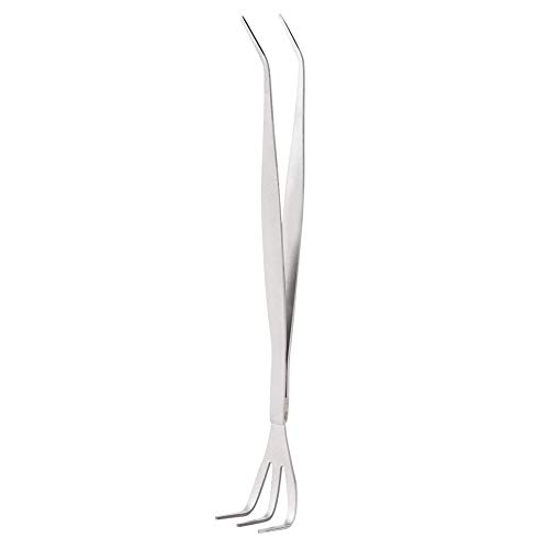 Root Rake with Tweezer, Bonsai Gardening Tools, 2-in-1 Stainless Steel Root Rake Bonsai Tweezers Soil Farming Tool with Ergonomical Handle