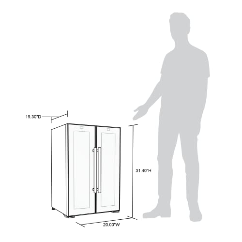 Luma Comfort Shadow Series Wine Cooler Refrigerator 12 Bottle & 39 Can Dual Temperature Zones, Freestanding Mirrored Wine and Beverage Fridge with Double-Layer Tempered Glass Door & Compressor Cooling