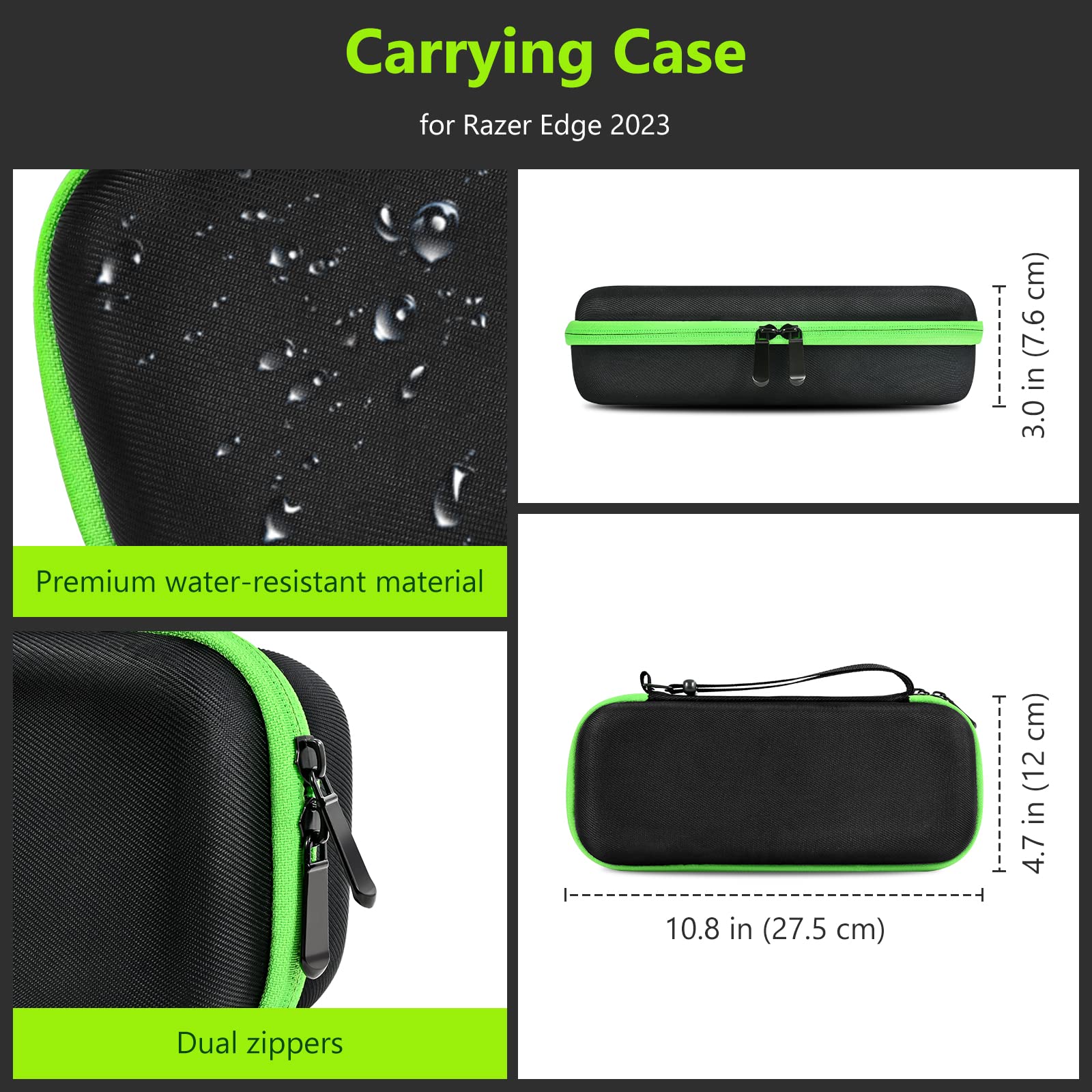 ProCase Carrying Case for Razer Edge 6.8 inch, Hard Travel Case for Razer Edge Android Gaming Handheld WiFi and Verizon 5G Ultra Portable Storage Pouch Fits Gaming Accessories -Black