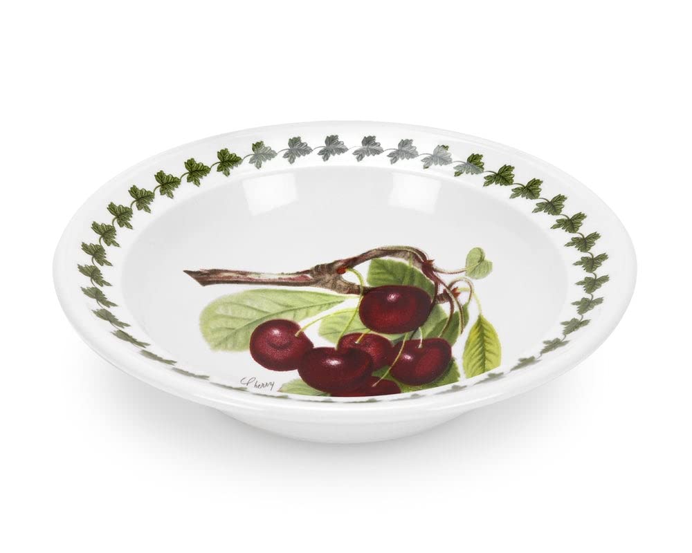 Portmeirion Pomona Collection | Set of 6 | Ceramic Dinnerware Dish Set | Microwave and Dishwasher Safe | Assorted Fruit Motifs | Made in England (Oatmeal/Soup Bowl)