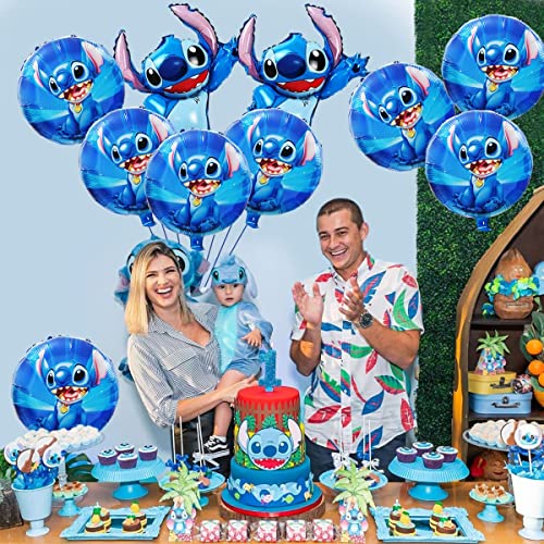 Lilo and Stitch Party Balloons Stitch Party Aluminum Film Balloons suit Stitch Birthday Party Decorations (10pcs blue)