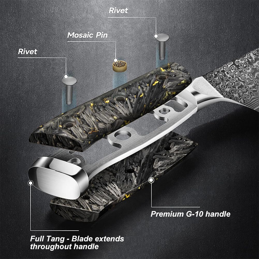 KEENZO Damascus Meat cleaver knife 7 inch, Professional kitchen knife, sharp Chinese chef knife. Hand forged high-carbon stainless steel butcher knife. Ergonomic Full-Tang handle with gift box 