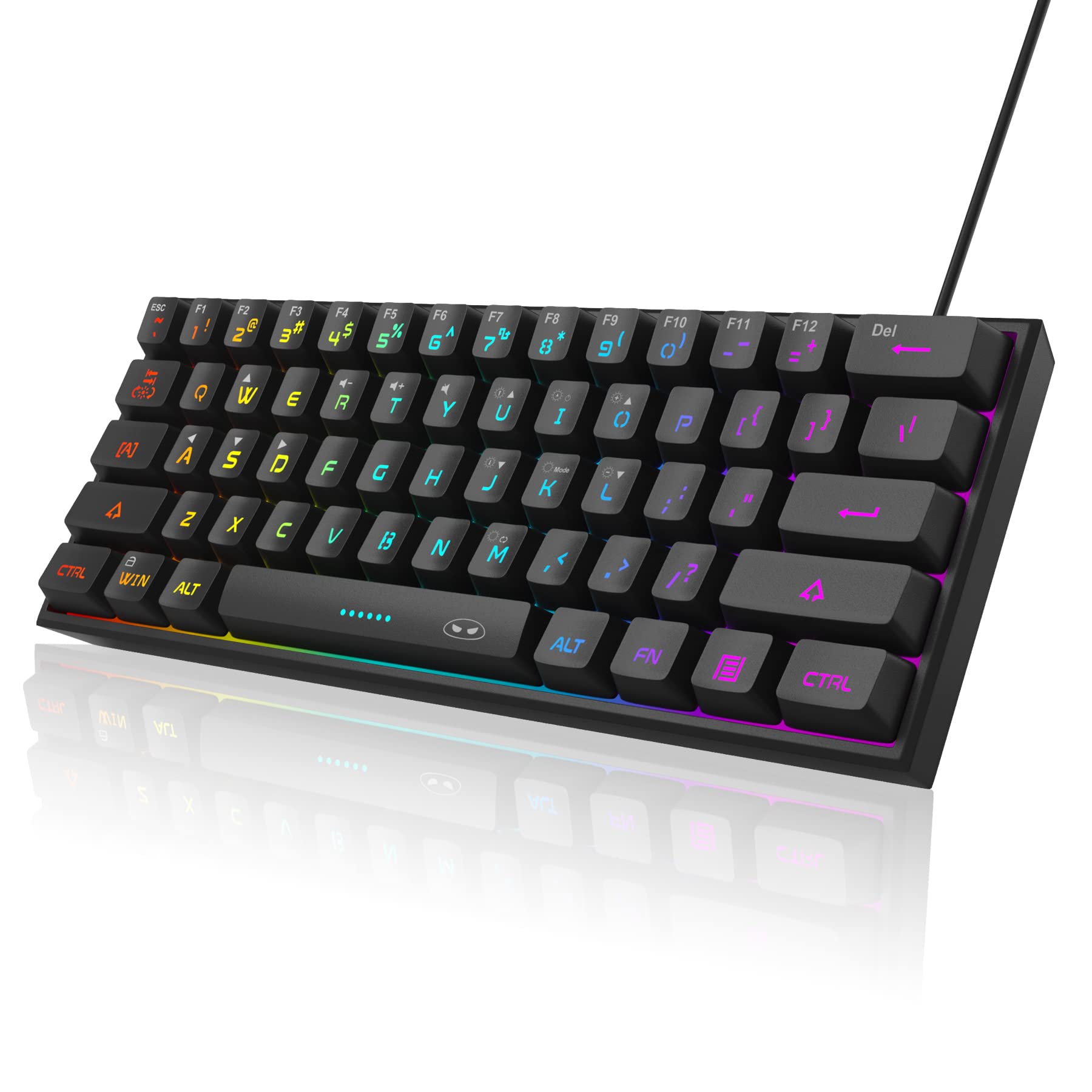 MageGee TS91 Mini 60% Gaming/Office Keyboard,Waterproof Keycap Type Wired RGB Backlit Compact Computer Keyboard for Windows/Mac/Laptop (White Pink)