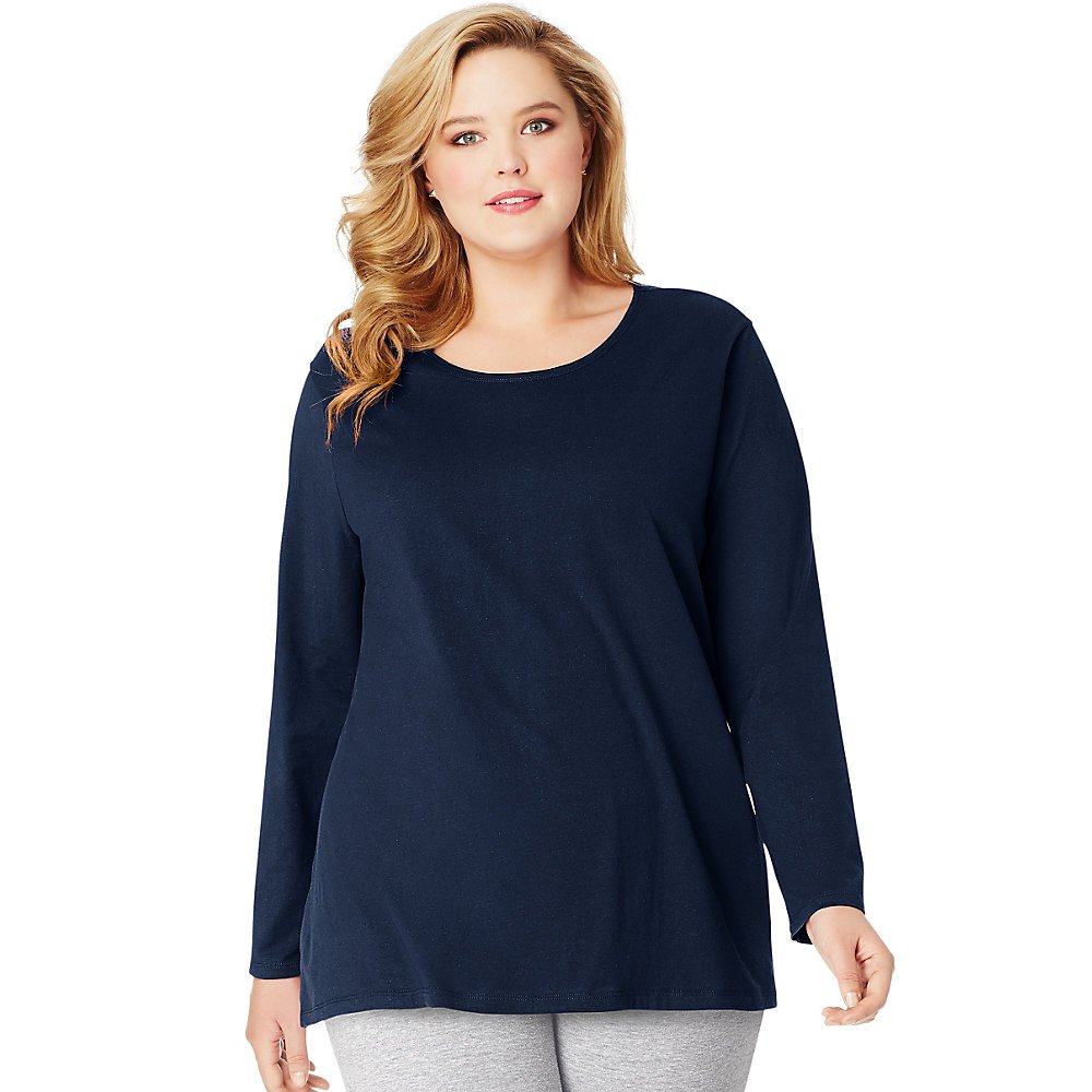 JUST MY SIZE womens Jersey Relax Crew Tee Shirt, Hanes Navy, 4X US