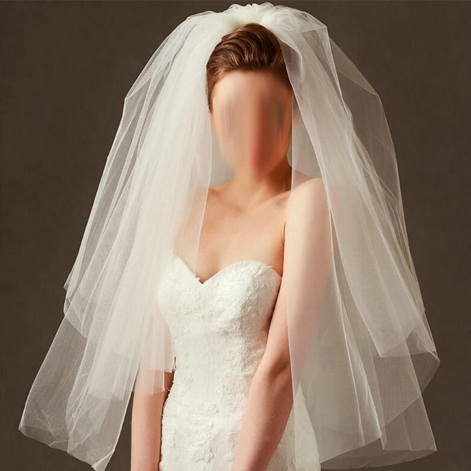 MXIAOXIA Wedding Veil Simple Tulle Two Layers Bridal Bride Accessories 75cm Short Women Veils with Comb