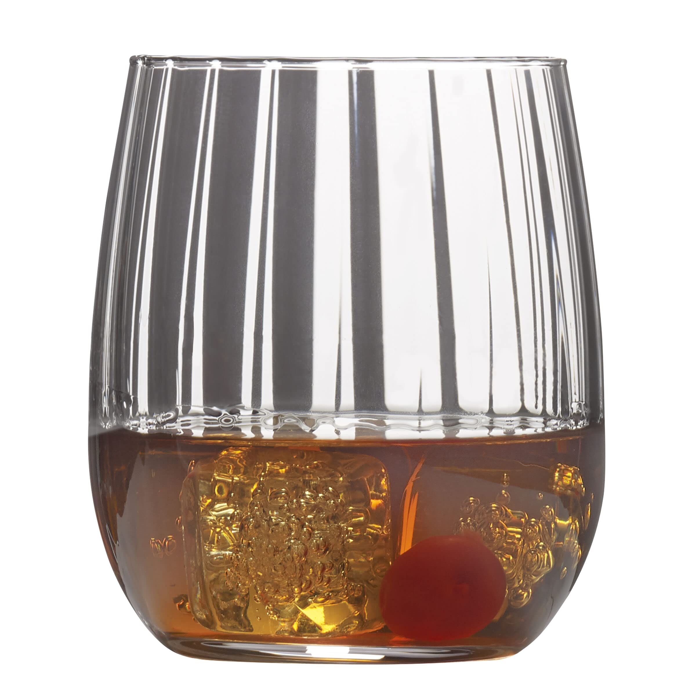 Mikasa Gail Optic Set of 4 Double Old Fashioned Stemless Glasses, 16-Ounce, Clear