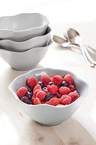 Portmeirion Sophie Conran Floret Stoneware All Purpose Bowls 7 Inch Set of 4 - Dishwasher & Microwave Safe Great Kitchen Home Use for Serving Cereal Soup Salad & More, Robins Egg