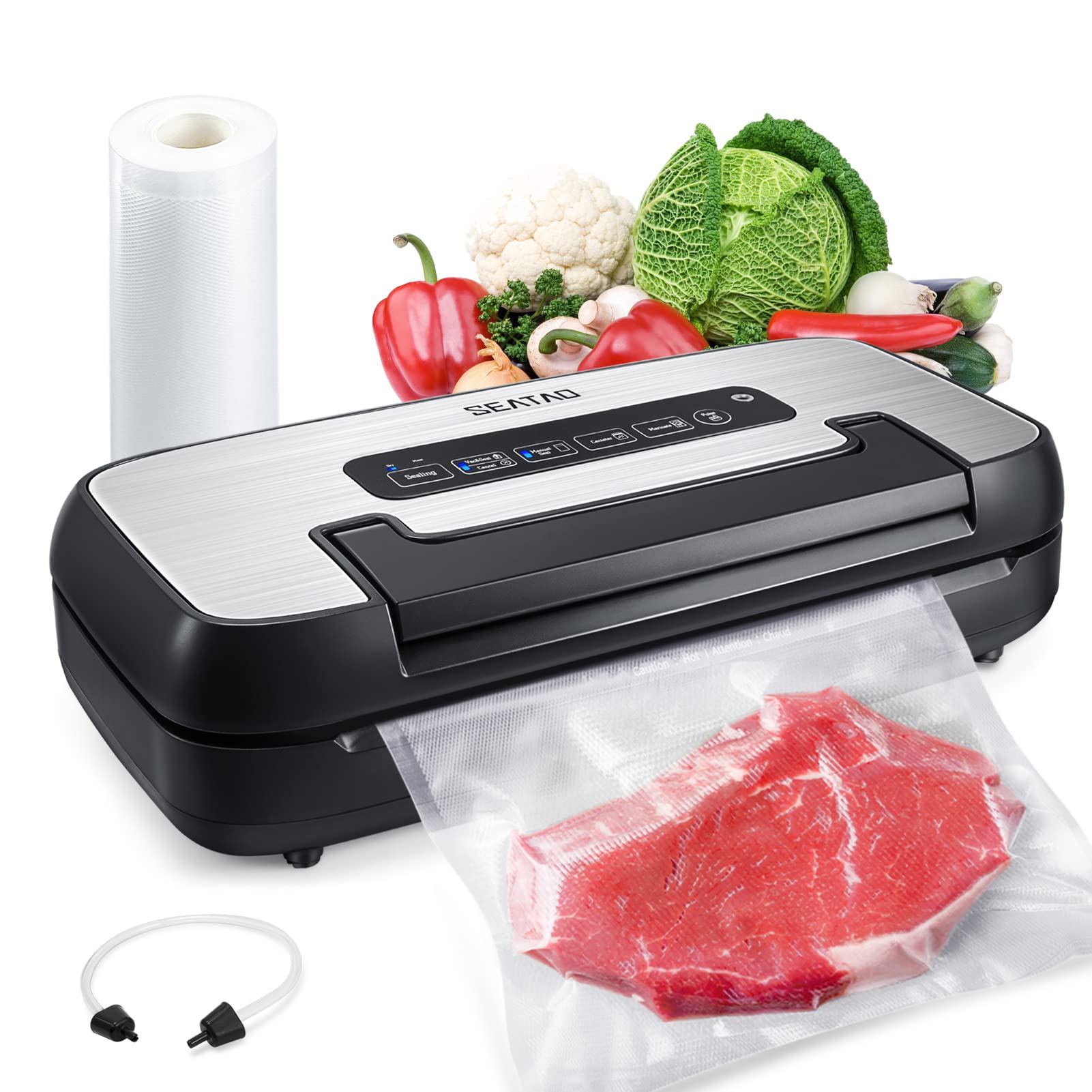 SEATAO VH5156 Vacuum Sealer, 80kpa Multifunctional Commercial and Home Vacuum Food & 2 Pack 8β X 60'Vacuum Sealer Rolls for Food Saver, Seal a Meal, BPA Free, Commercial Grade