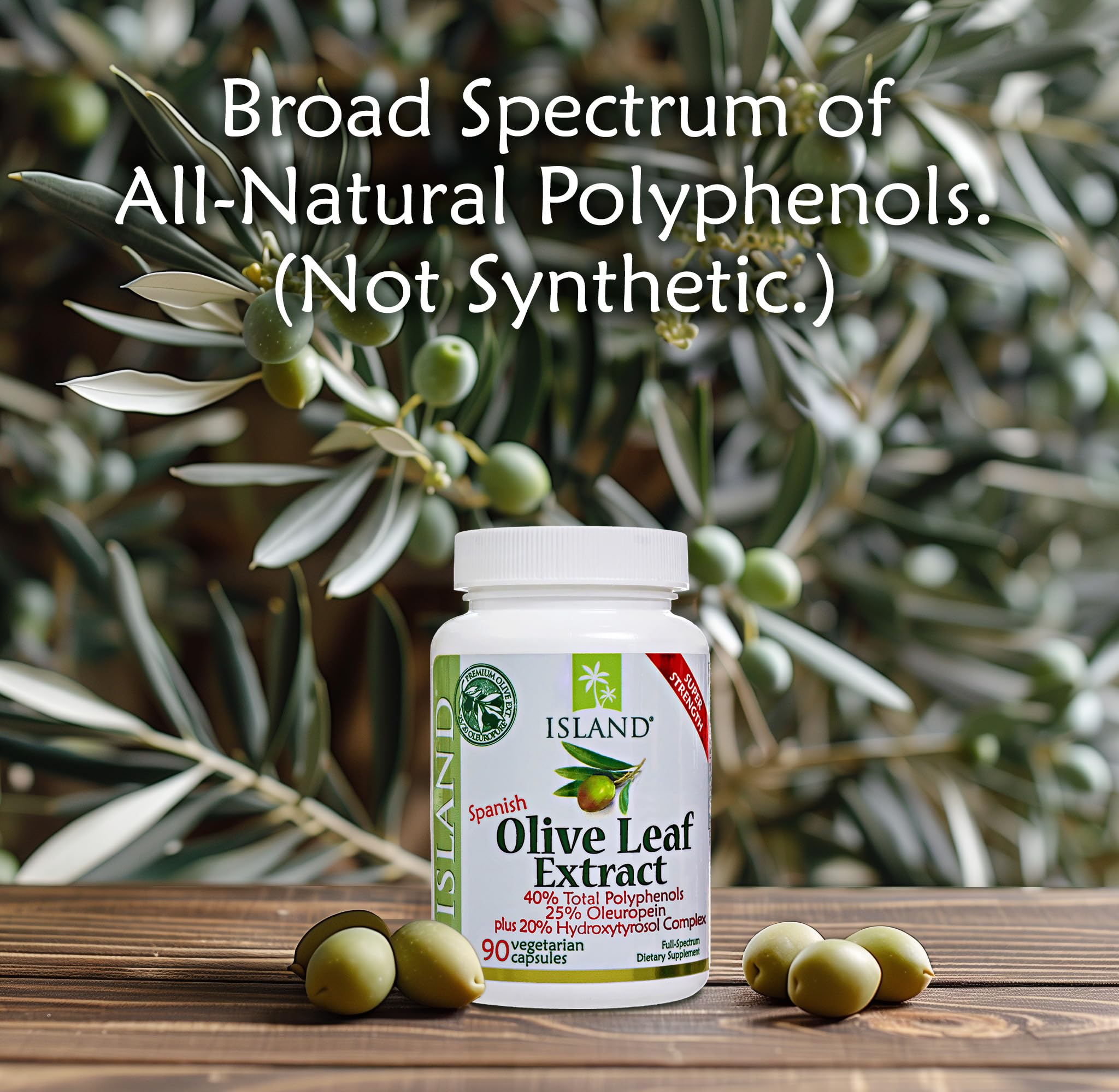 Island Nutrition, Olive Leaf Extract Capsules – 25% Oleuropein (40% Total Polyphenols), Plus 20% Hydroxytyrosol Complex – 100% Grown & Extracted in Spain (90 Capsules)