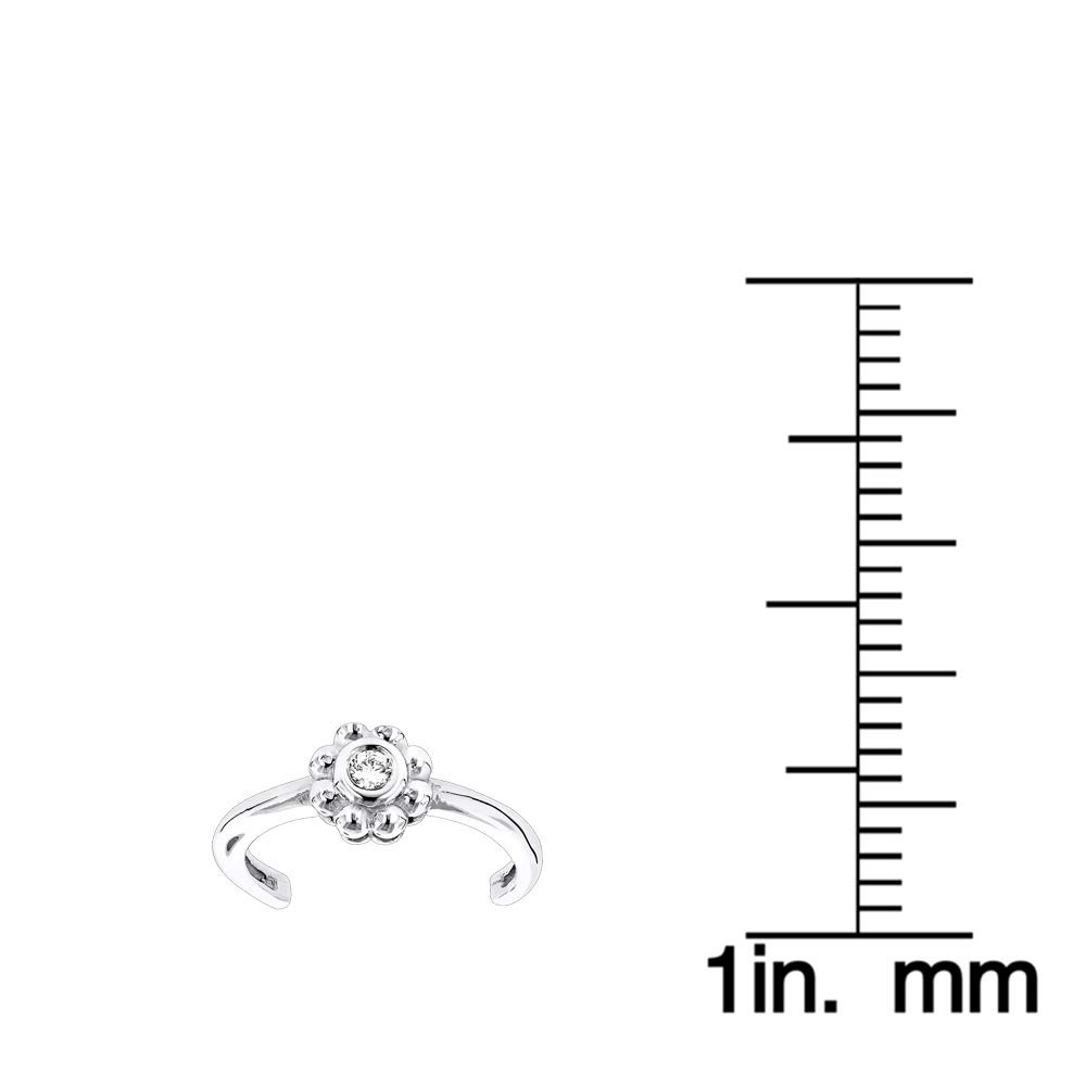 Ladies Adjustable Round Diamond Toe Ring 0.06ctw in 14k Gold (White Gold)