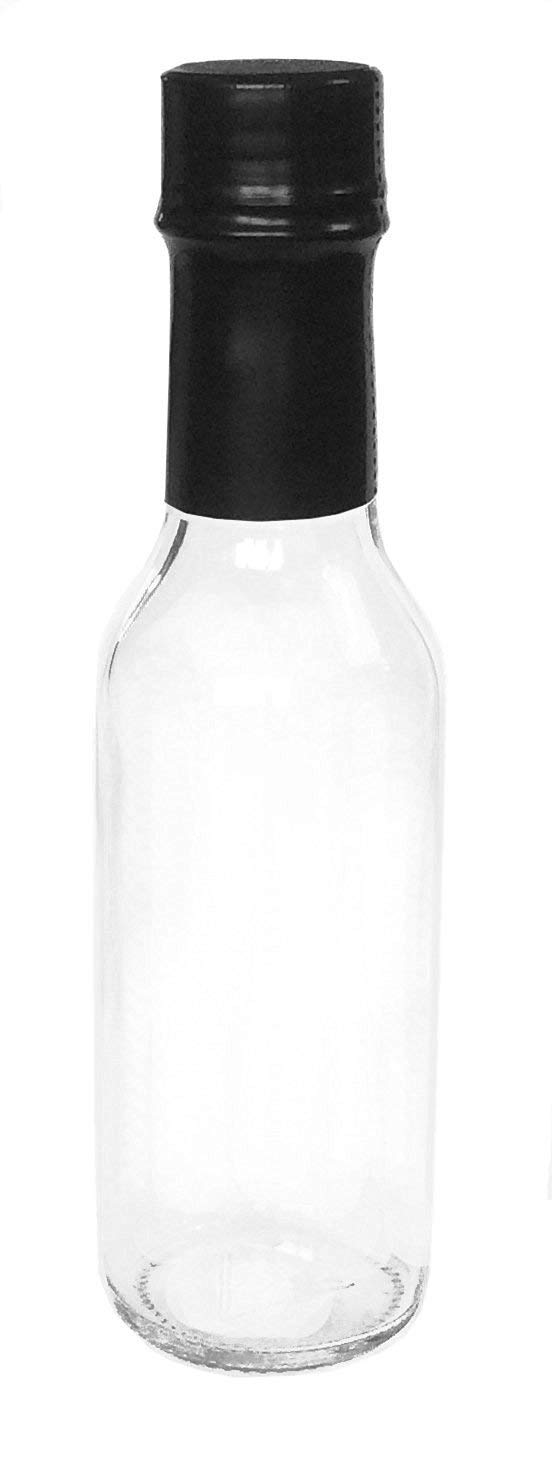 nicebottles Hot Sauce Bottles with Black Caps & Shrink Bands, 5 Oz - Case of 24