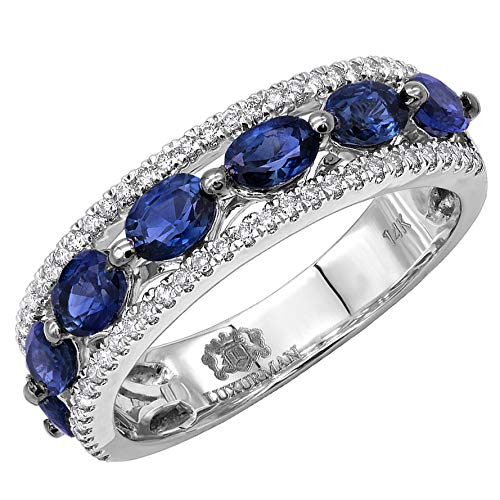 Ladies Unique Diamond & Blue Sapphire Right Hand Ring 3.5ctw in 14k Gold (Yellow Gold, size 6.5)