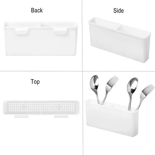 iPEGTOP Expandable Multifunctional Dish Drying Rack, Over The Sink, in Sink Or On Counter Dish Drainer Rack Organizer Shelf with White Utensil Silverware Holder, Rustproof Stainless Steel