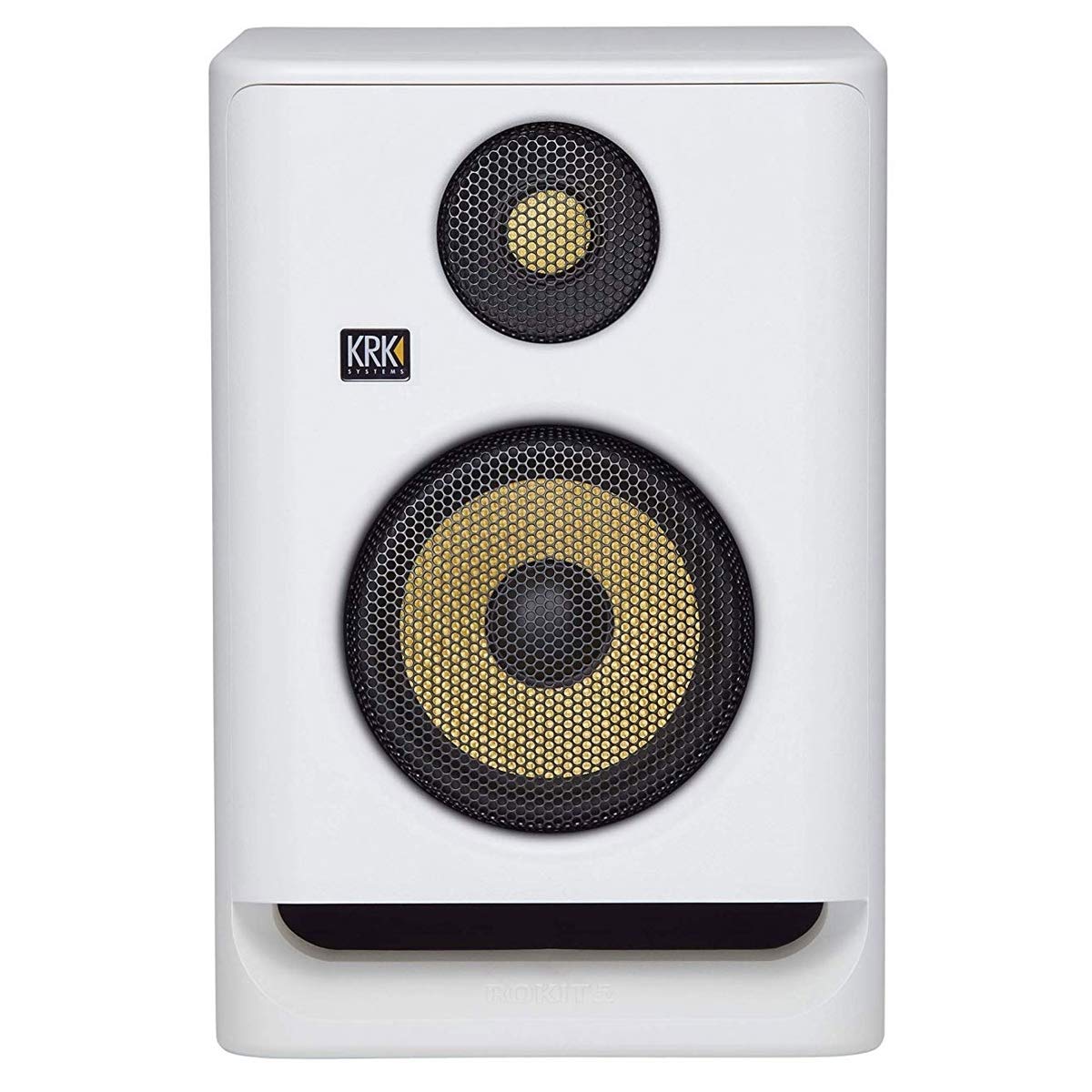 KRK RP5G4WN Rokit Gen4 5'' Powered Studio Monitors (Pair) White Noise Edition w/AxcessAbles Speaker Stands, Isolation Pads, Audio Cables and eStudioStar Polishing Cloth
