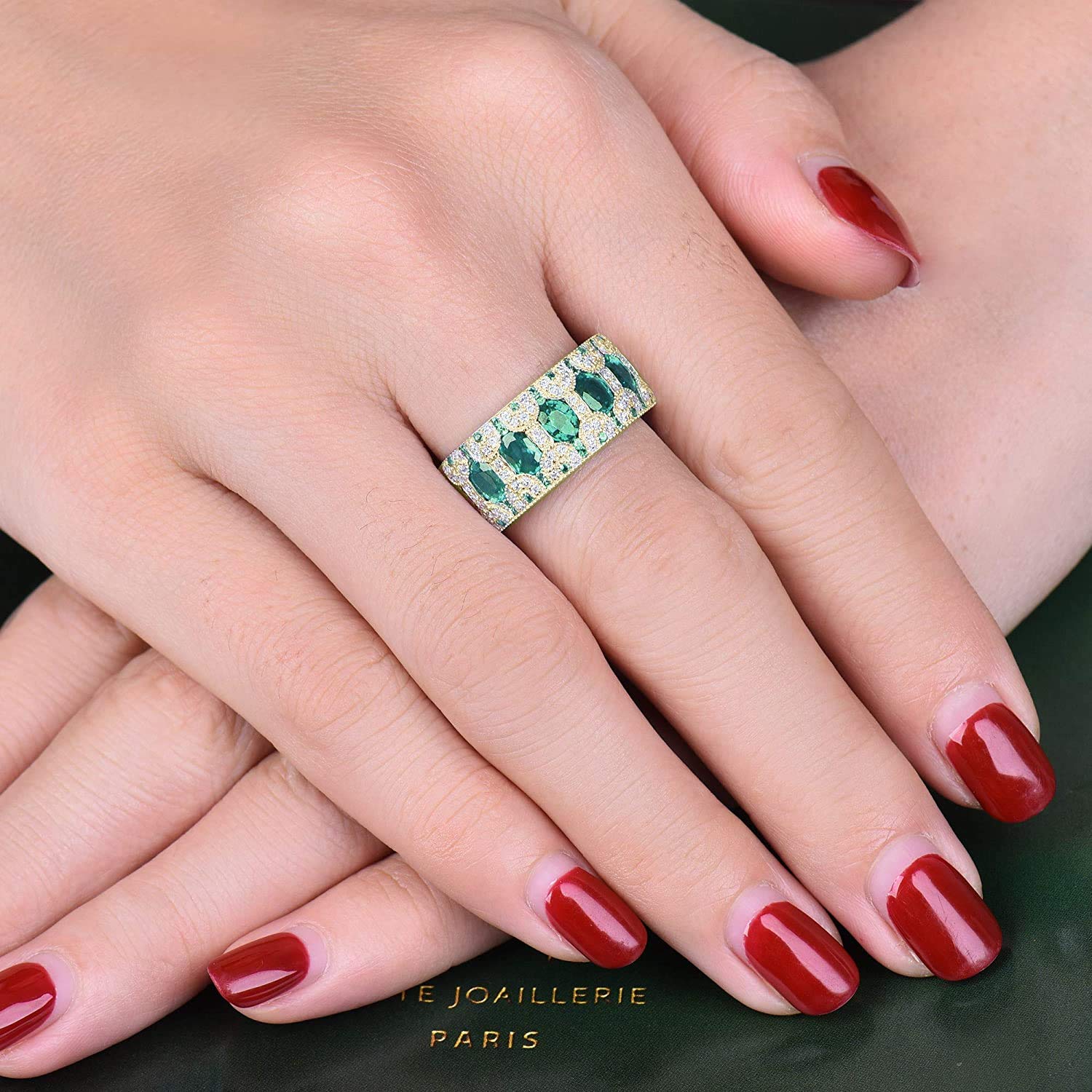 Lanmi 14k Rose White Yellow Gold Beautiful Natural Emerald Sapphire Ruby Engagement Rings Wedding Band for Women Promotion