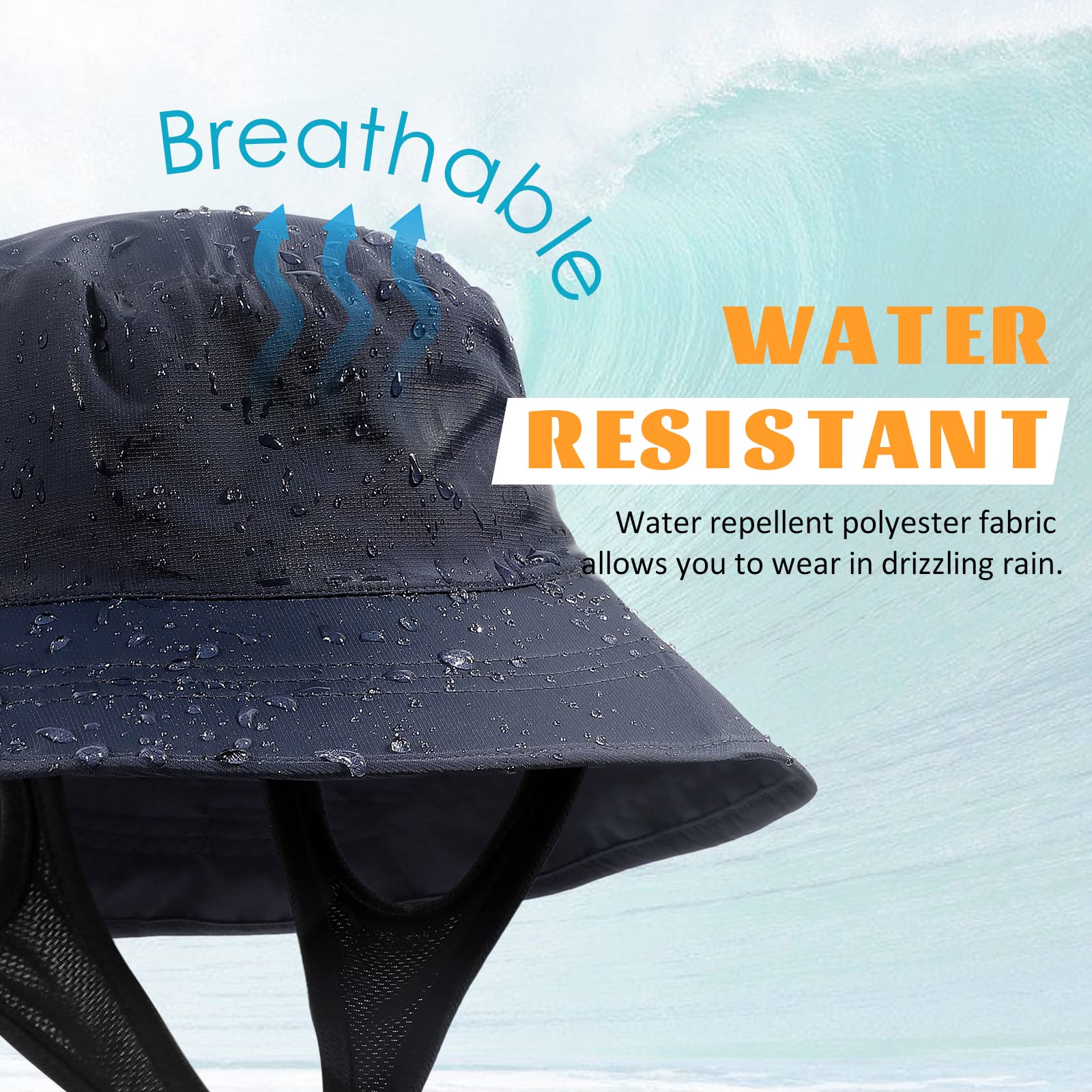 SHINCHIC Womens Surf Bucket Hat Stiff Brim Beach Surfing Hat for Men Boating Riding Watersports Hat Navy Blue