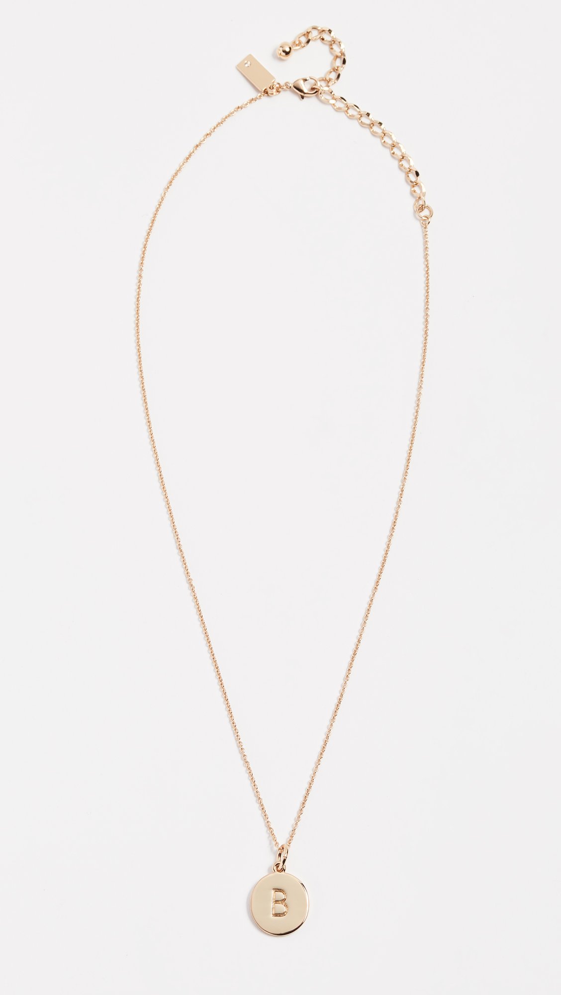 kate spade new york "Kate Spade Pendants" "E" Brass Pendant Necklace, 17" + 3.5" Extender