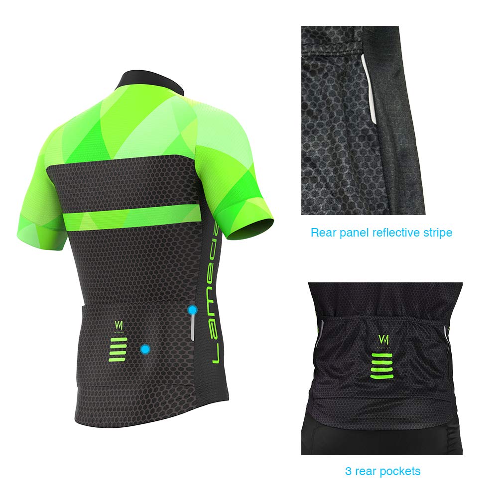 LAMEDA Cycling Jersey Men Green Road Bike Jersey Bicycle Shirt for Men (Green, L)
