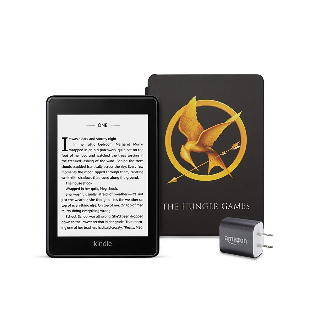 Kindle Paperwhite Bundle including Kindle Paperwhite - (previous generation - 2018 release) Wifi, Ad-Supported, Amazon exclusive The Ballad of Songbirds and Snakes Cover, and Power Adapter