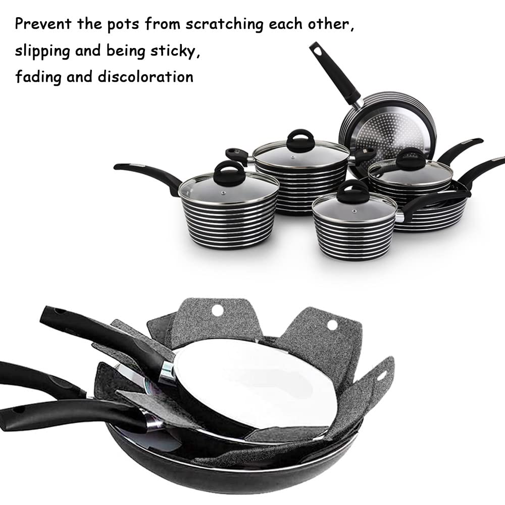 Pot and Pan Protectors, Set of 12 and 3 Different Size, Pot Dividers Pads/Cookware Protector Set/Stacking Pot Separators Protectors for Stacking and Protecting Your Cookware(Grey)