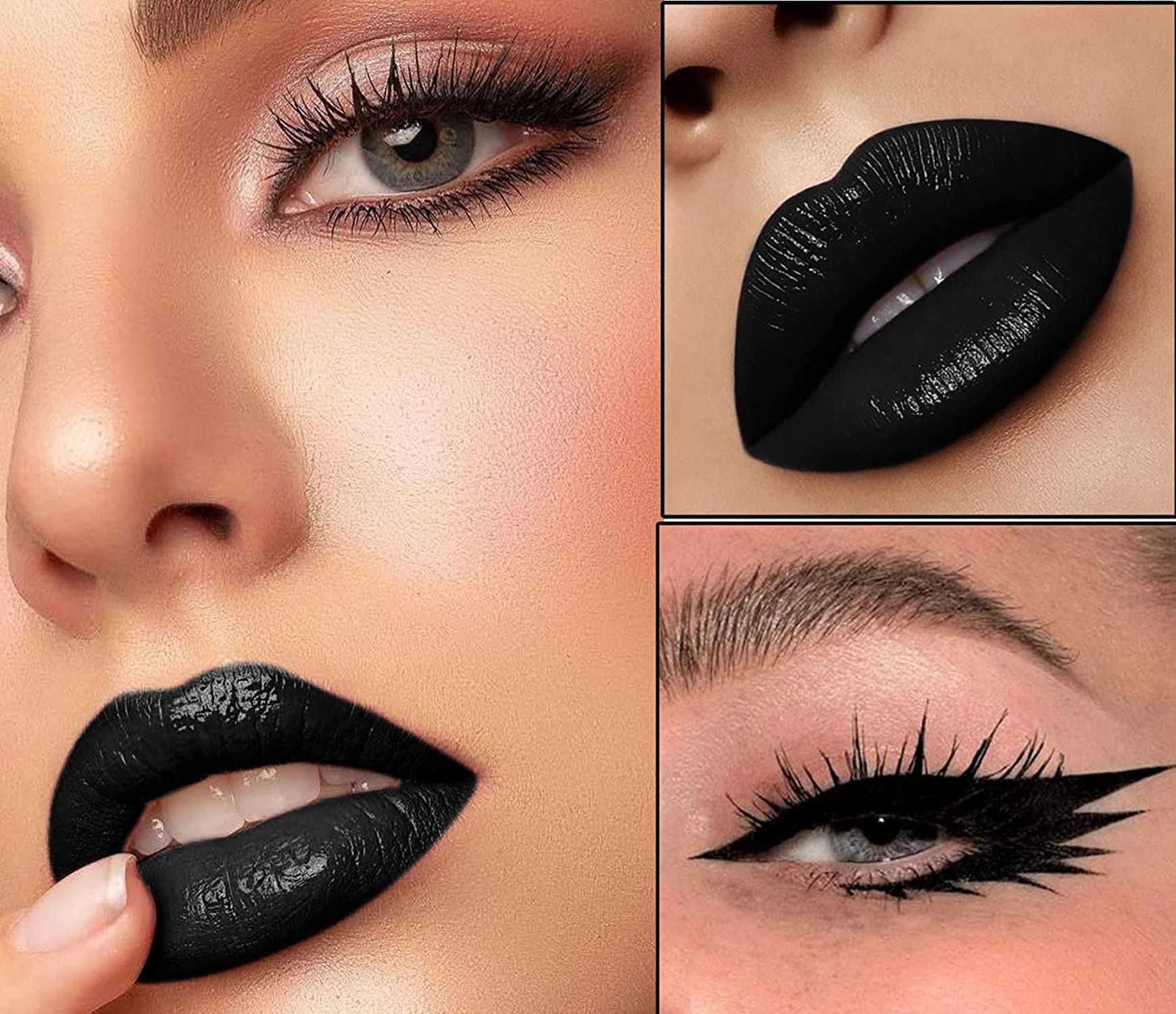 MAEPEOR Matte Lipstick and Lipliner Set 2Pcs Non-Stick Cup Velvety Liquid Lipgloss Set Waterproof and Long Lasting Liquid Lipstick Set for Women and Girls (2PCS Set, Black)